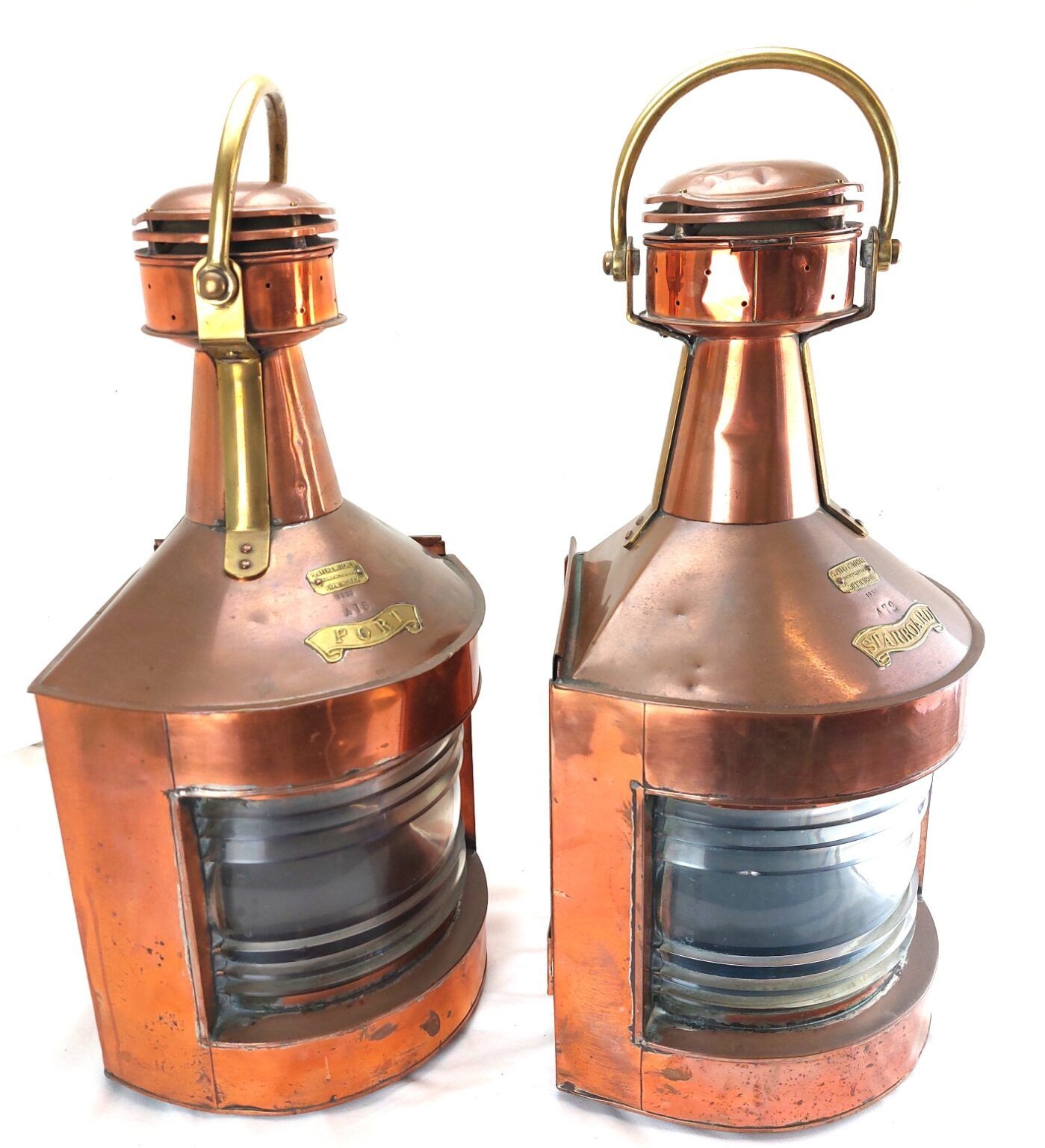 British, 1930, Pair of Large Copper & Brass Ship’s Port and Starboard ...