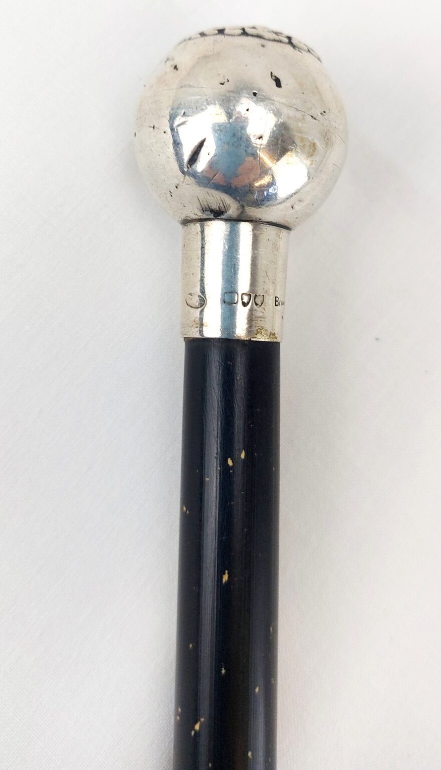 British, c1890, Antique Brigg Walking Stick, Silver Ball Knop with ...