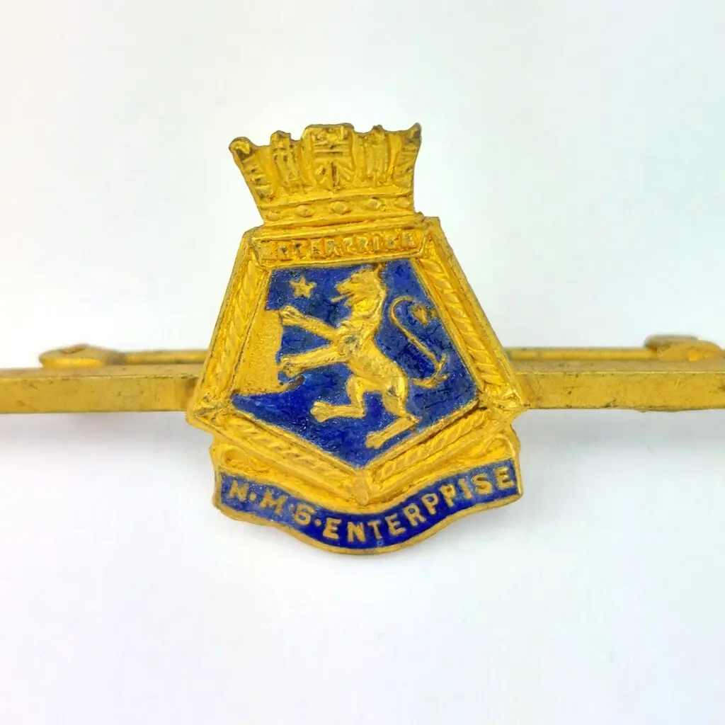 British, WW2, Royal Navy HMS Enterprise, Gilt & Enamel Sweetheart ...