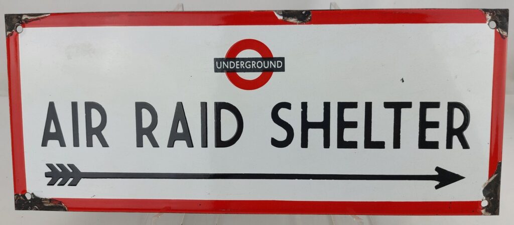 British, WWII, Original London Underground Enamel Air Raid Shelter Sign ...
