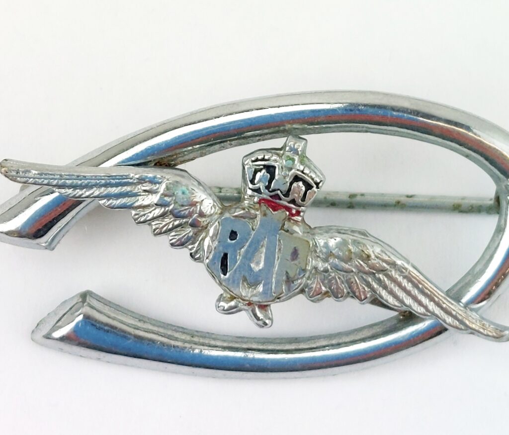 British, WWII, RAF Sweetheart Brooch – Wishbone Design, Cold Enamel ...