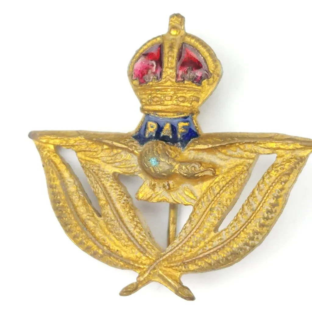 British, WWII, RAF Warrant Officer, Sweetheart Brooch, Gilt & Enamel ...