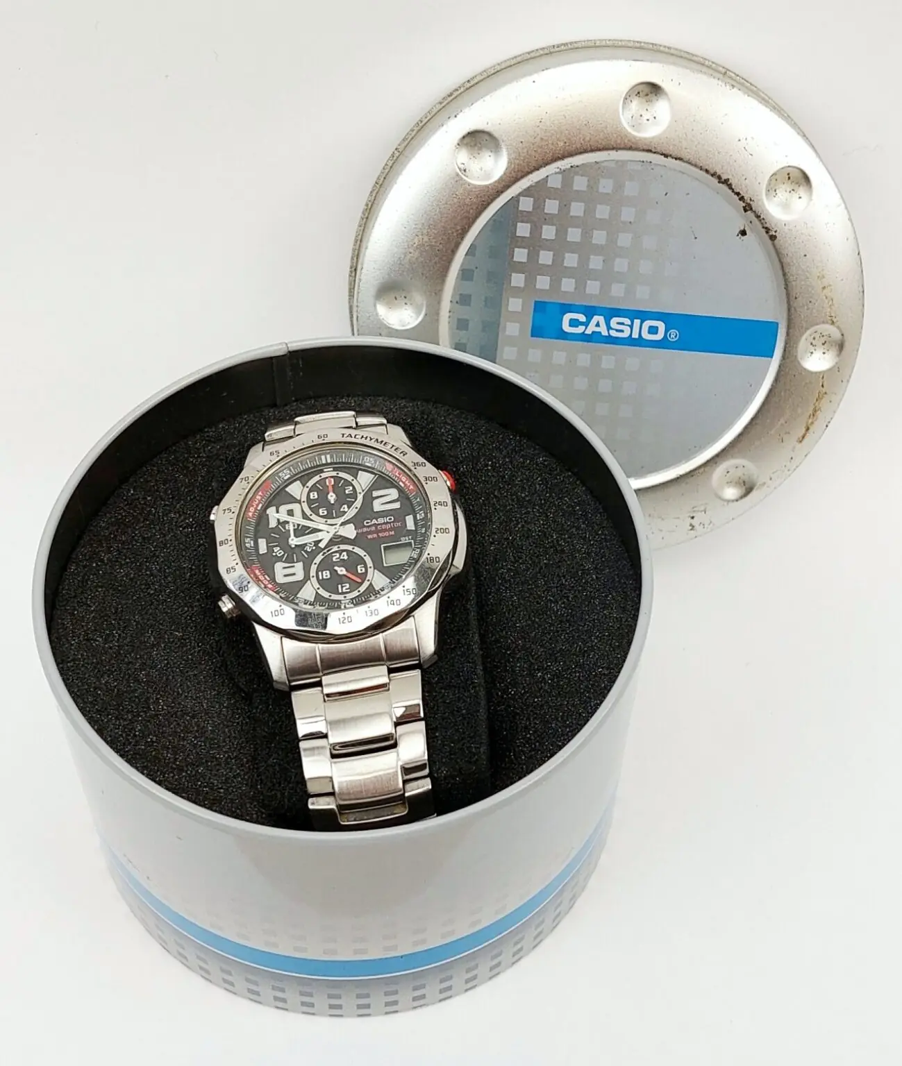 Cased Gents Casio Wave Ceptor Stainless Steel Watch - Sally Antiques
