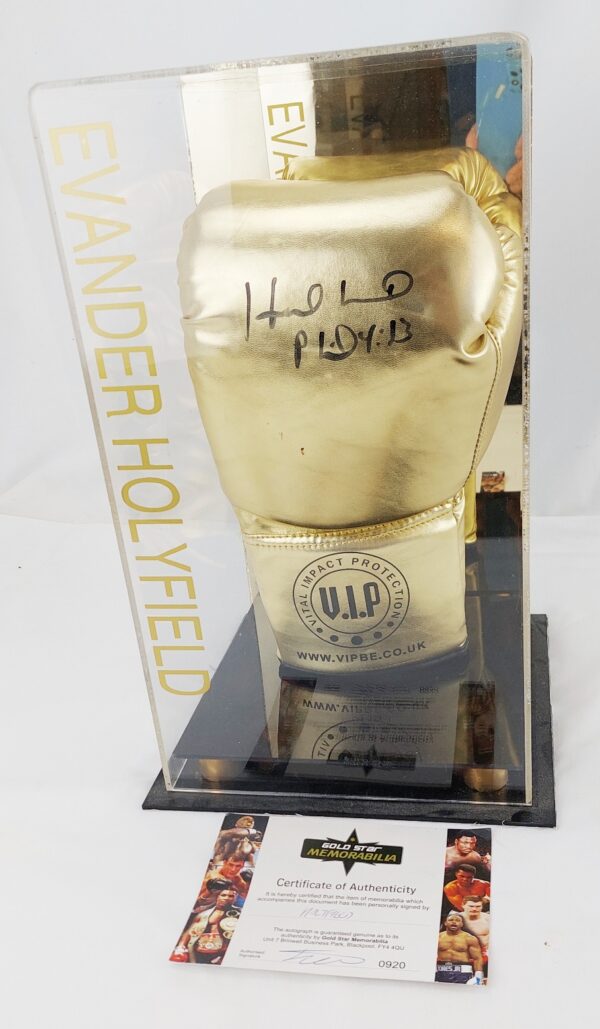 Evander Holyfield Signed Boxing Glove, With Display Case & Certificate ...