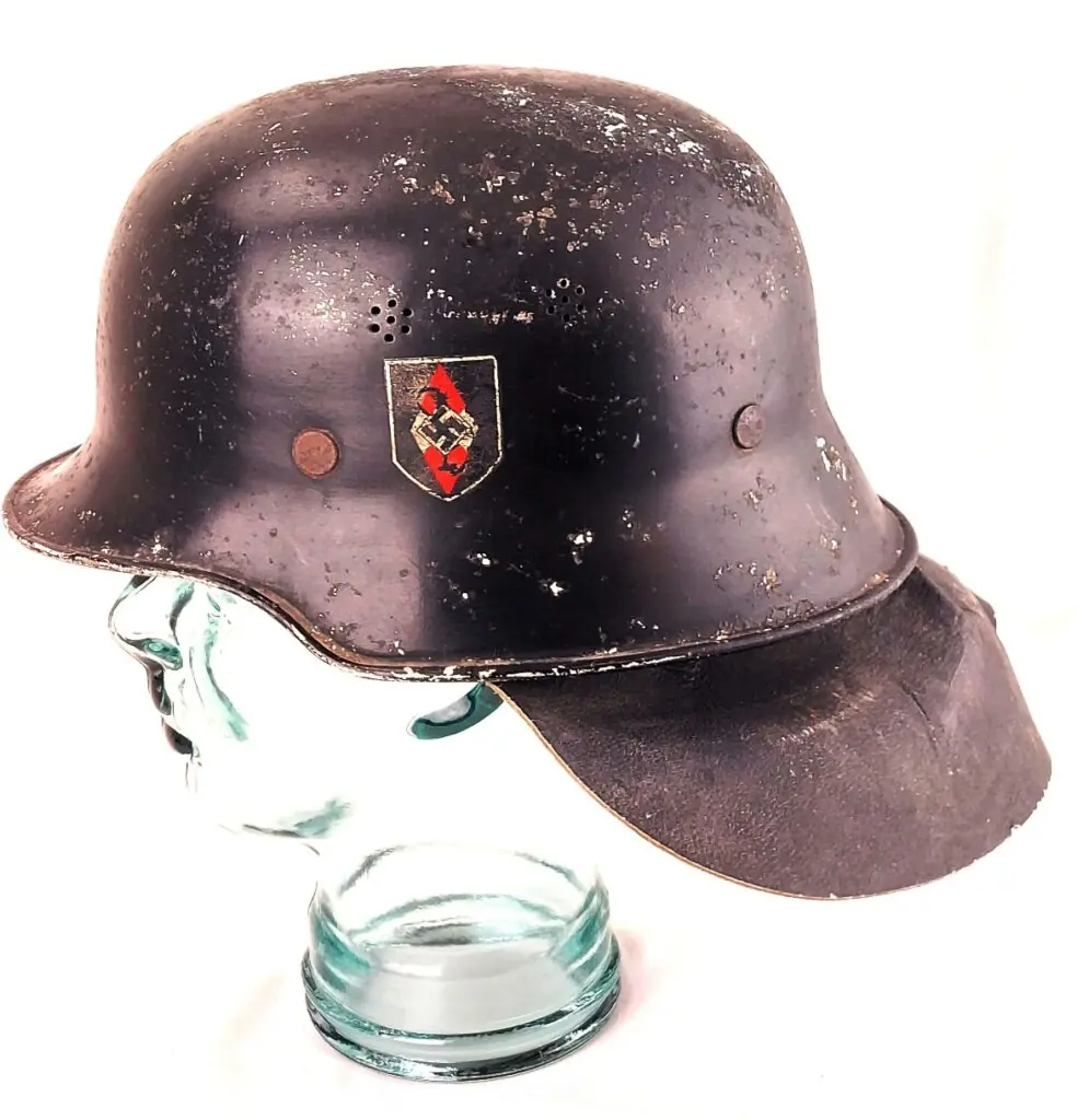 German, WWII, Double Decal Hitler Youth Fire Police Helmet, Named H ...