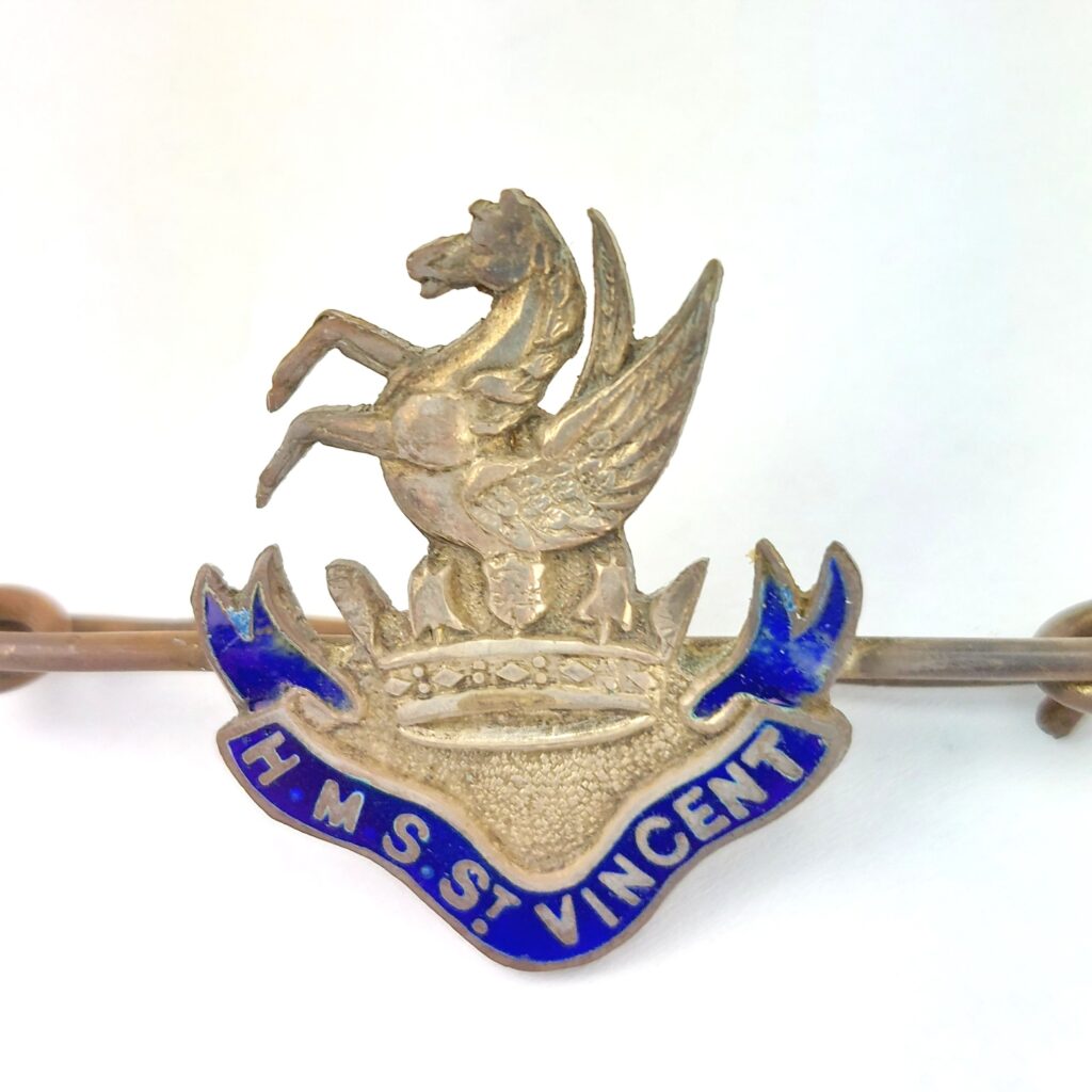 British, WWII, Royal Navy HMS St. Vincent Sweetheart Brooch, Enamel ...