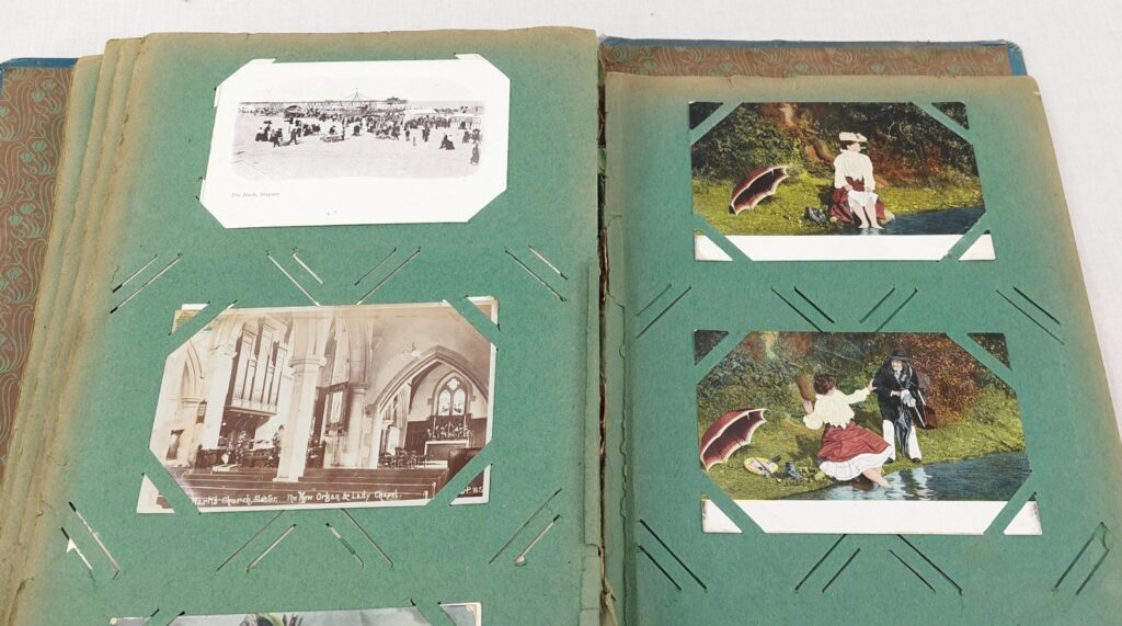 Edwardian Postcard Album With 140 Interesting Postcards - Sally Antiques