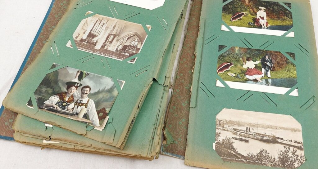 Edwardian Postcard Album With 140 Interesting Postcards - Sally Antiques