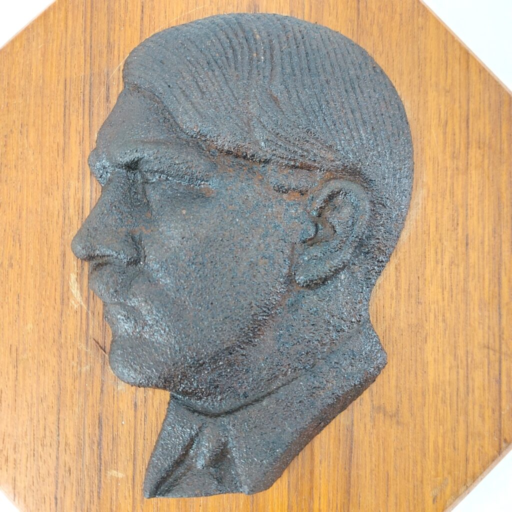 German, cWW2, Cast-Iron Relief of Adolf Hitler on Wooden Plaque - Sally ...