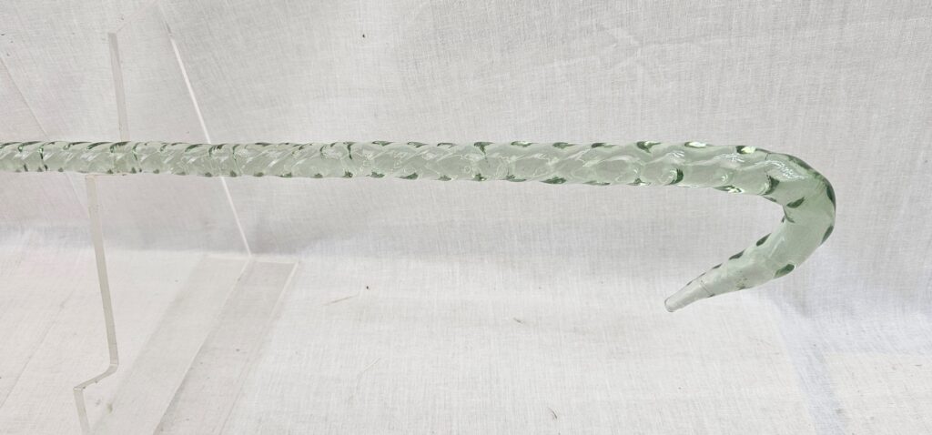 Victorian Light Green Glass Barley Twist Walking Stick - Sally Antiques
