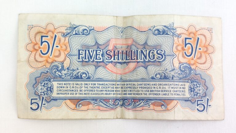 British, 1948 ND, British Armed Forces 5 Shilling Note, 2nd Series ...