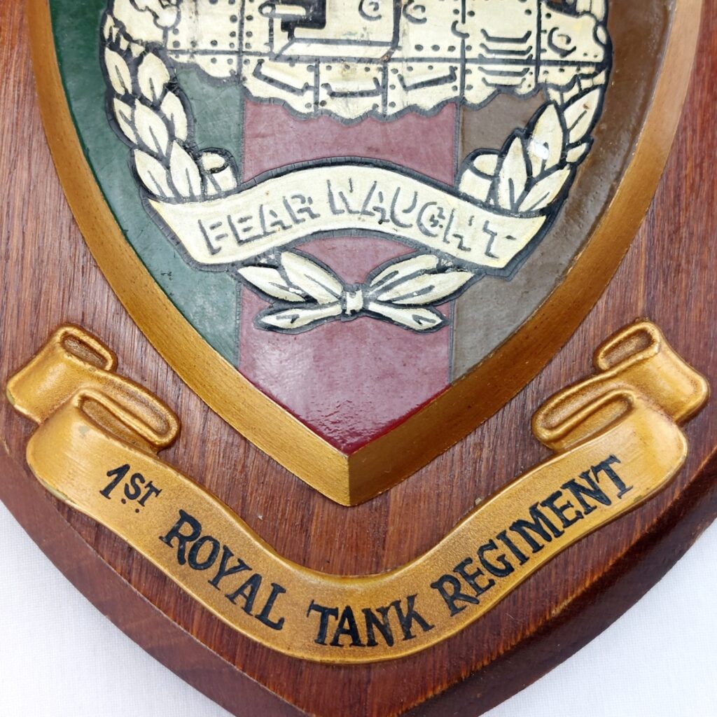 British, 1st Royal Tank Regiment Wall Plaque, Wooden Mount, Regimental ...