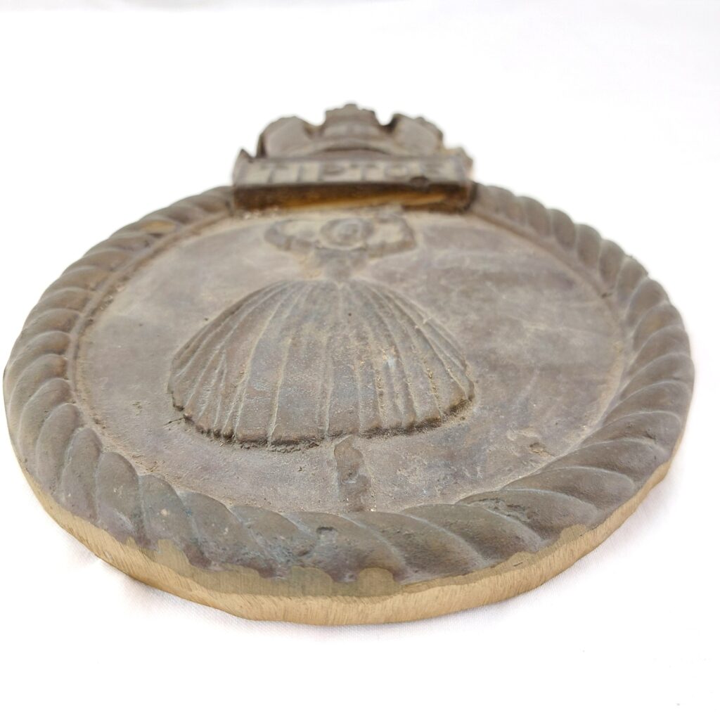 British, c.1944–1955, HMS Tiptoe Submarine Screen Badge, Dockyard ...