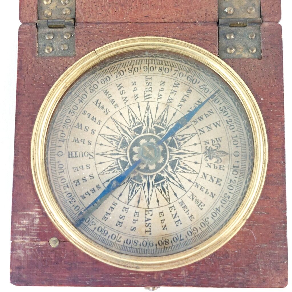 English, c.1870, Victorian Wooden Cased Pocket Compass - Sally Antiques