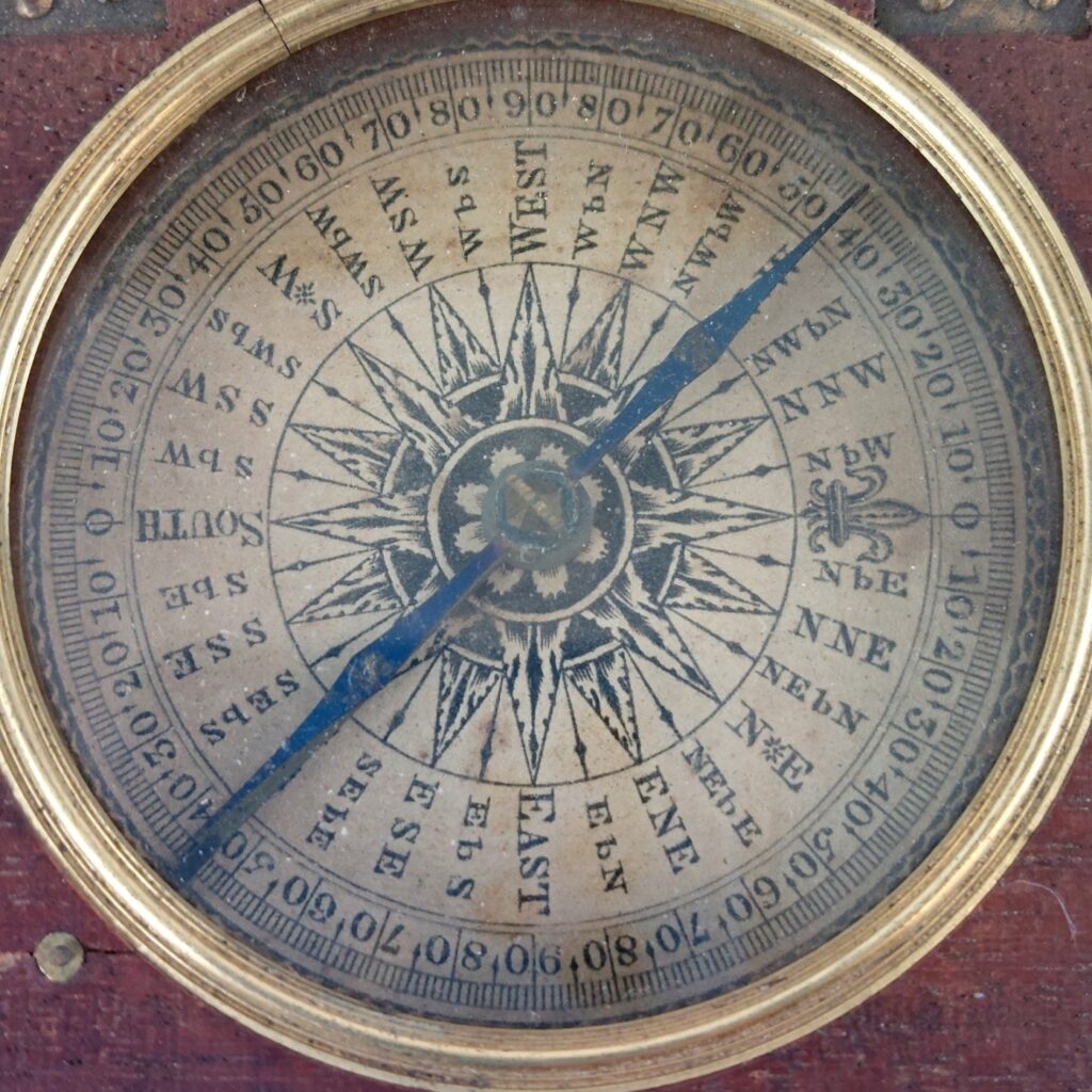 English, c.1870, Victorian Wooden Cased Pocket Compass - Sally Antiques