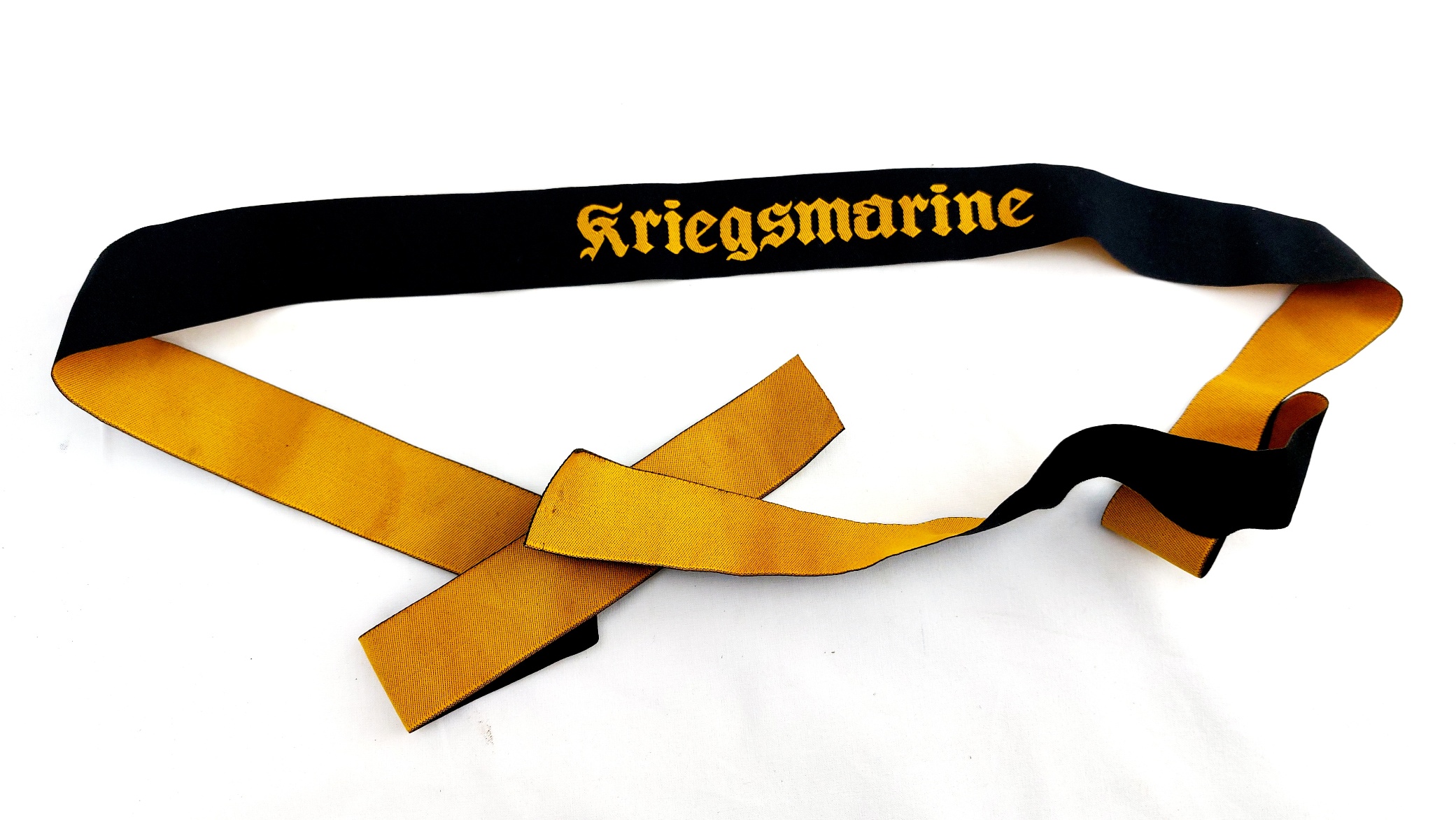 German, Mid-20th Century Style, “Kriegsmarine” Cap Tally (Gold-Backed ...