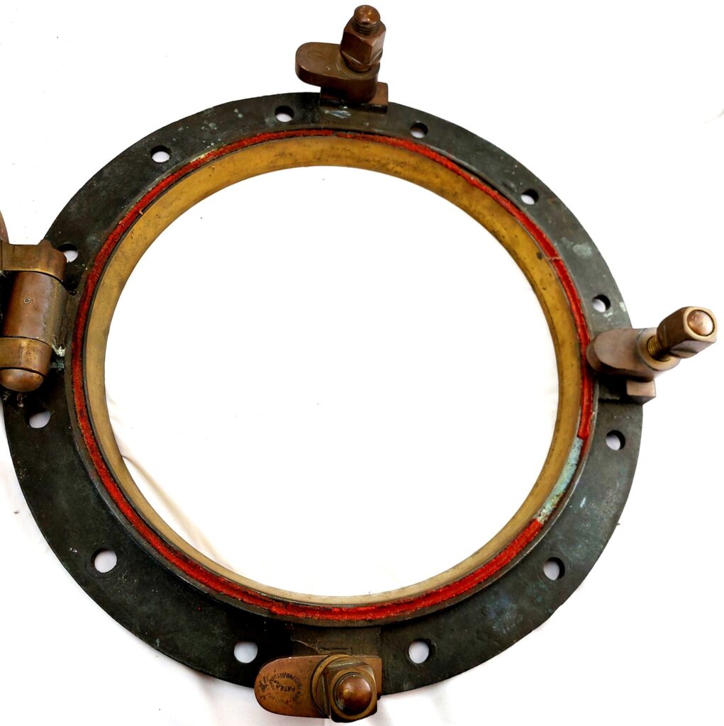 British, WW1, Large Brass Ship’s Porthole No. 9, salvaged from the ...