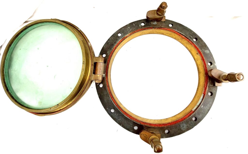 British, WW1, Large Brass Ship’s Porthole No. 9, salvaged from the ...