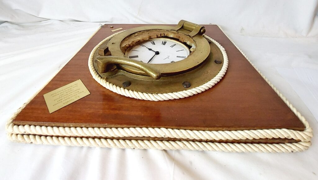 British, WW1, Salvaged Brass Ship’s Porthole Clock – SS Thames ...
