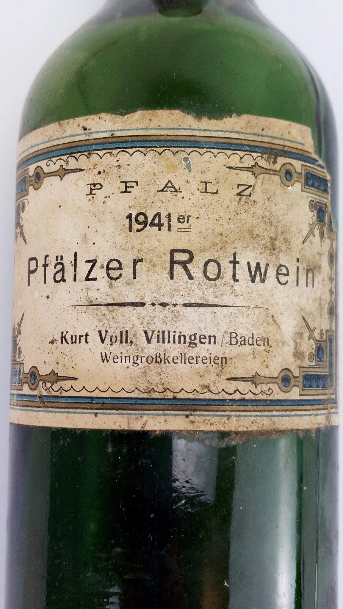 German, WW2-1941, Pfälzer Rotwein Bottle, Kurt Voll Villingen (Baden ...