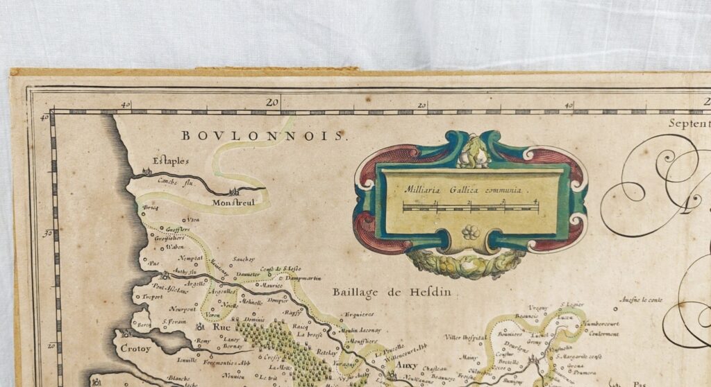 1644 Blaeu Hand Coloured Map Of Picardy - Sally Antiques