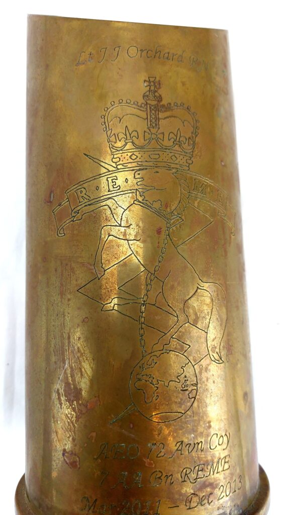 British, Modern, Named Trench Art 105mm Field Gun Shell Vase – Lt J. J ...