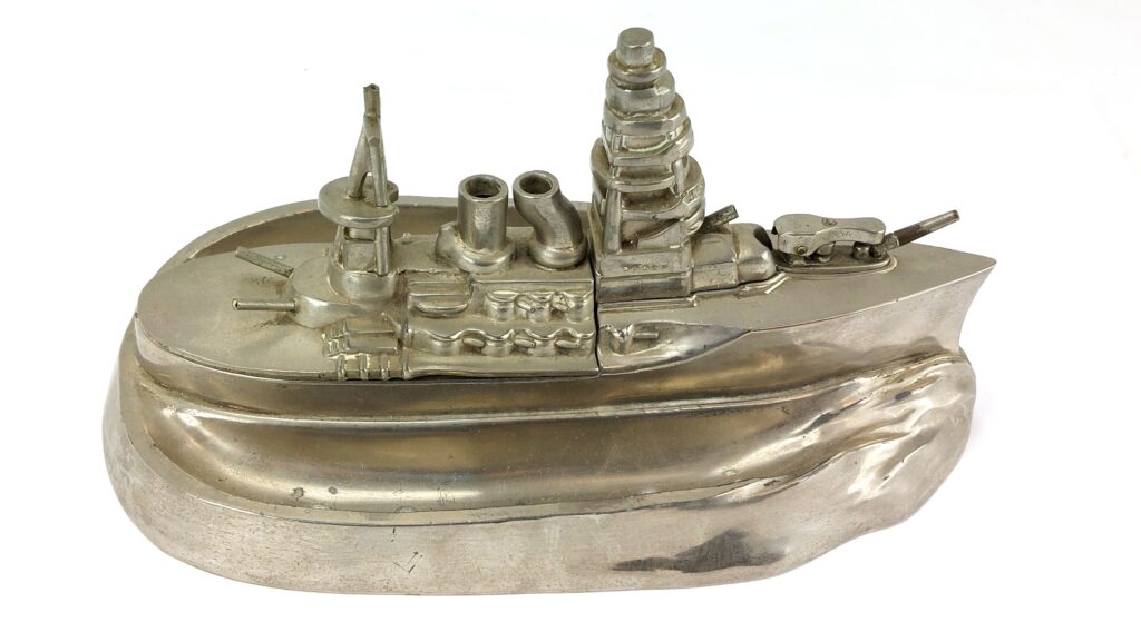 Mid-20th Century, Naval Battleship Desk Ashtray & Lighter, Cannon Spark ...